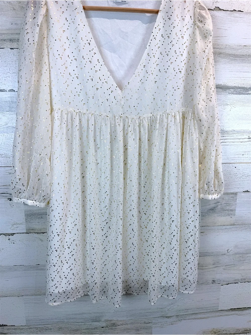 Sunday Best | Dresses | Aritzia Sunday Best Gold Foil Babydoll Mini ...